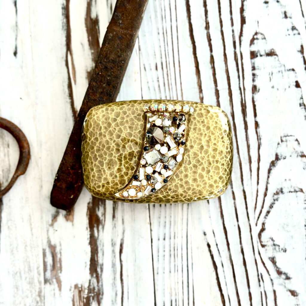 Shark Tooth Brass Rectangular Custom Belt Buckle - BuckleLuv